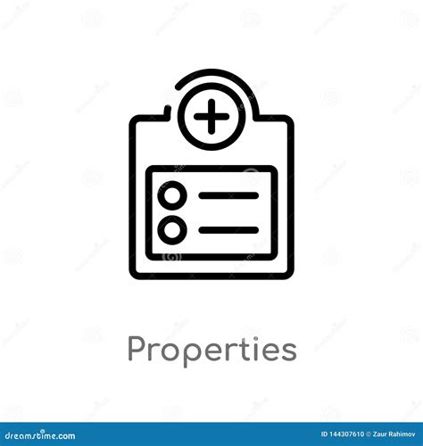 Outline Properties Vector Icon Isolated Black Simple Line Element
