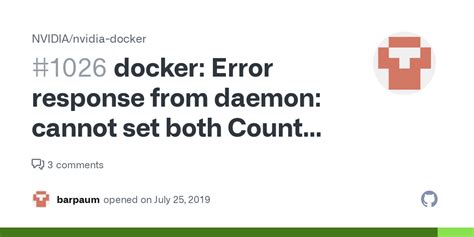 docker error response from daemon cannot set both count and deviceids