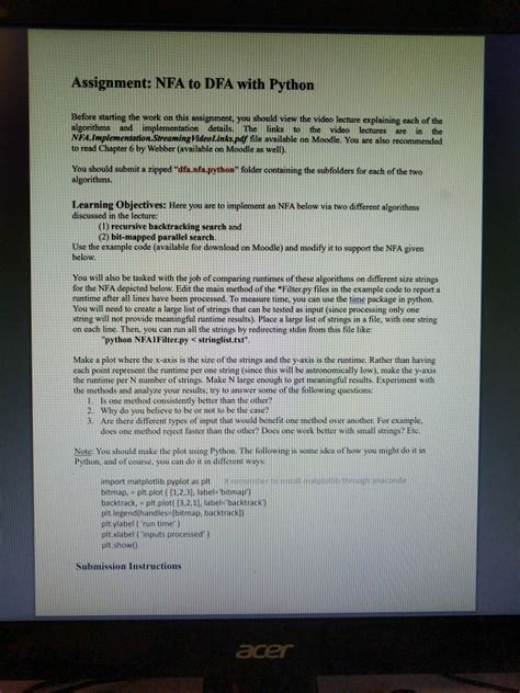solved assignment nfa to dfa with python before starting