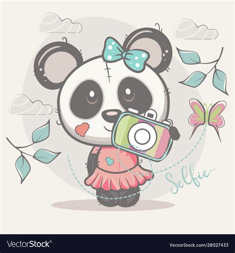 Cute Selfie Panda Girl Royalty Free Vector Image
