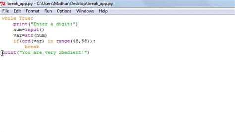 python programming tutorial 20 application of break statement youtube