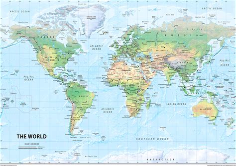 Physical Map Of The World With Labels United States Map