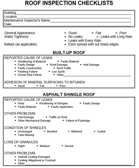 Roofing Inspection Checklist Free Printable