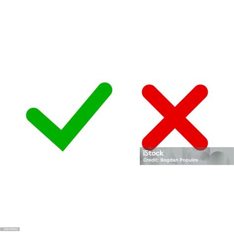 Grünes Häkchen Und Rote Kreuzwebtasten Tick Und Kreuz Flache Icon