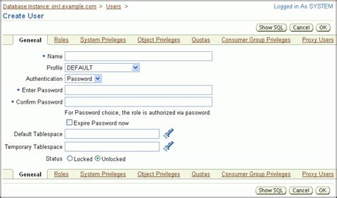 before creating user determine attributes in oracle