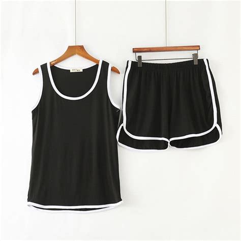 Summer Sleeveless Tank Top Shorts Modal Atoff Home Casual Loose 2 Piece