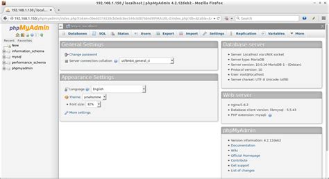 192 168 1 150 localhost phpmyadmin 4 2 12deb2 mozilla firefox 010