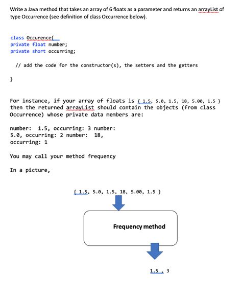 solved write a java method that takes an array of 6 float