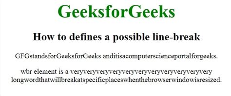 how to define a possible line break using html5