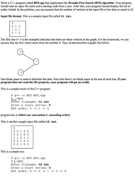 solved write a c program called bfs cpp that implements