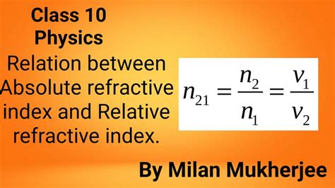 Relation Between Absolute Refractive Index And Relative Refractive