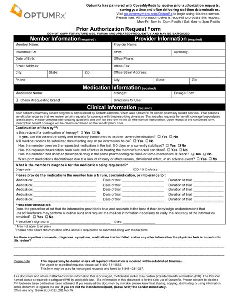 Prior Authorization Request Form Optumrx Fill And Sign