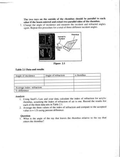 Get Answer Lab 10 Reflection And Refraction Of Light Experiment 1