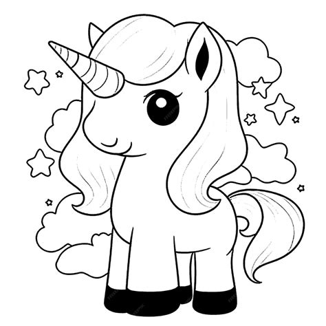 Página Para Colorear De Unicornio En Blanco Y Negro Para Niños Y