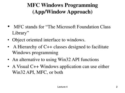 ppt introduction to microsoft windows mfc programming the