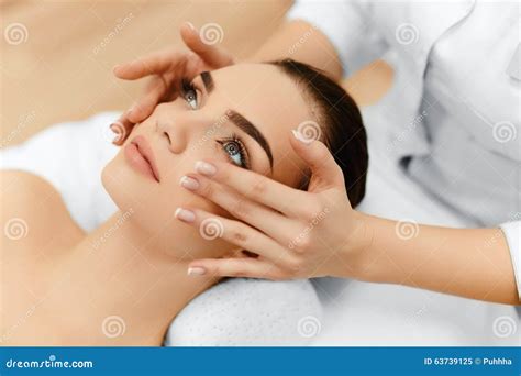 Skin Body Care Woman Getting Beauty Spa Face Massage Treatment