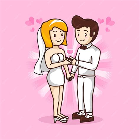 Premium Vector Cartoon Cute Valentines Day Wedding Couple Character