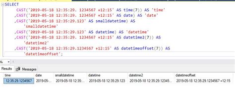 sql date time statement