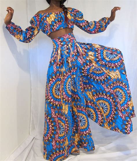 Africa Print Pants African Print High Waist Pants Wide Leg Etsy