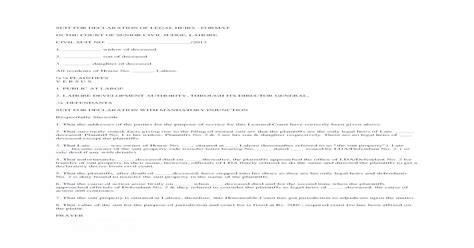 Doc Suit For Declaration Of Legal Heirs Pdfslide Net
