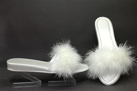 Marabou Feather Satin Slippers Bride Slippers Slippers Etsy