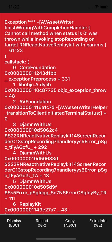 exception [avassetwriter finishwritingwithcompletionhandler