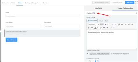 custom html input field in wp fluent form wordpress plugin