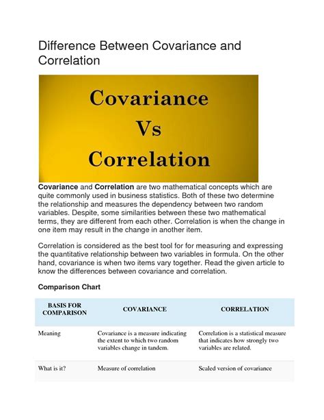Solution Difference Between Covariance And Correlation Converted