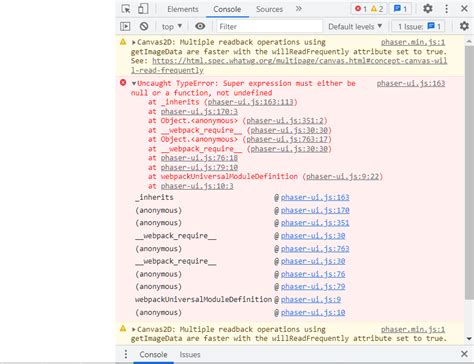 javascript phaser ui super expression must either be null or a