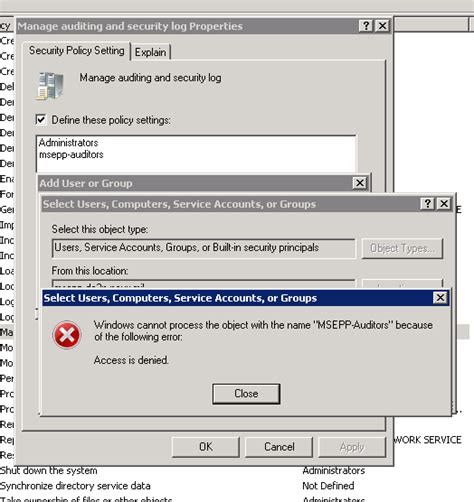 solved access denied editing group policy when chose to browse and