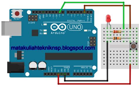 menyalakan led dengan push button menggunakan arduino ~ mata kuliah teknik