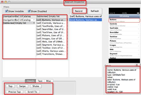 inspecting elements in ios automation using appium
