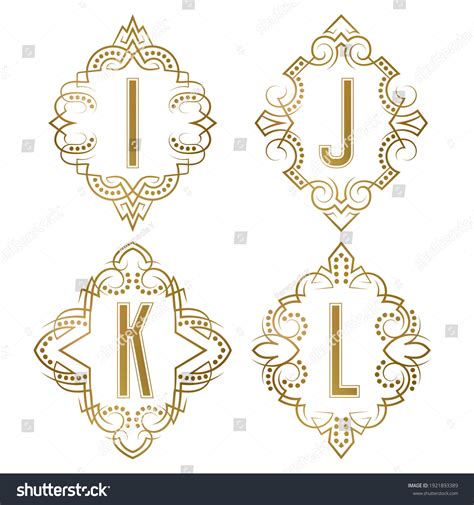 Conjunto De Monogramas Vintage En Marcos Vector De Stock Libre De