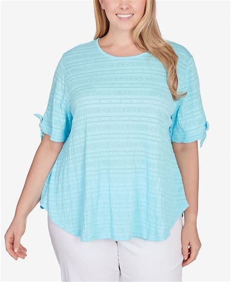 Ruby Rd Plus Size Decorative Smocked Knit Top Macys
