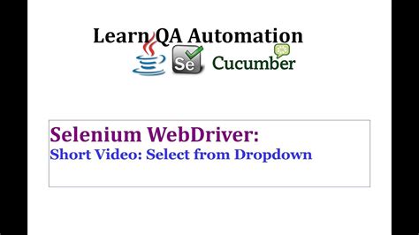 short video how to select value from dropdown in selenium
