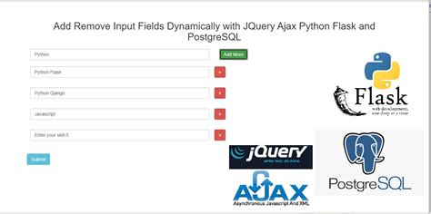 add remove input fields dynamically with python flask jquery and