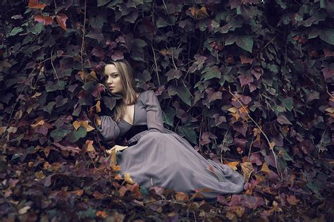 Wallpaper Sunlight Forest Leaves Women Outdoors Model Dress