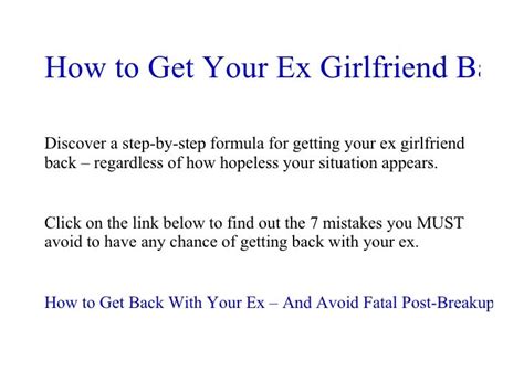 How To Get Your Ex Girlfriend Back
