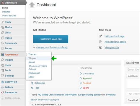 wordpress wiki managing widgets