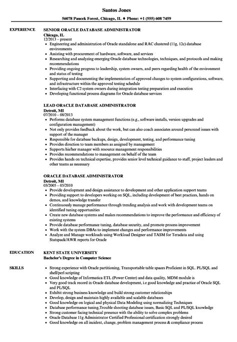 oracle database administrator resume samples velvet jobs