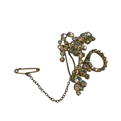 Vintage Crystal Gold Tone Brooch S
