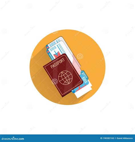 Passport With Boarding Pass Ticket Flat Icon With Long Shadow Passport