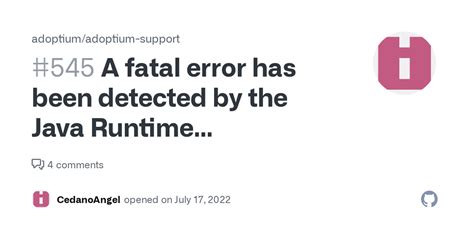 a fatal error has been detected by the java runtime environment · issue