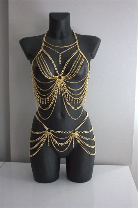 Festival Body Jewelry I Chain Bralette Dancer Belly Chaini Etsy