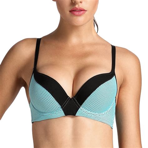 Womens Racerback Lift Comfort Mesh Underwire Foam Push Up Sports Bra