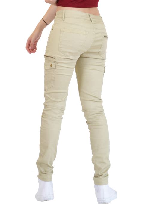 New Ladies Womens Slim Fitted Stretch Combat Jeans Pants Skinny Cargo