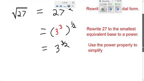 Math Simplifying Radical Expressions Using Rational Exponents 1 Youtube