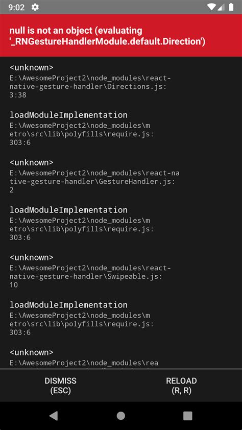 null is not an object evaluating rngesturehandlermodule default