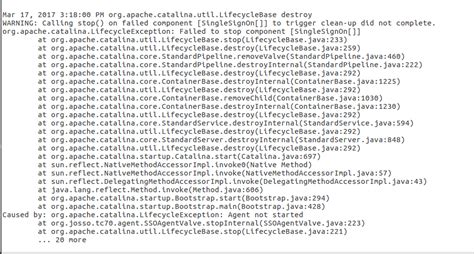 tomcat8 org apache catalina lifecycleexception failed to stop