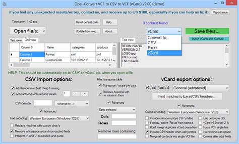 download opal convert vcf to csv to vcf vcard 2 43